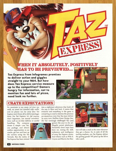 2000 Taz Express N64 Nintendo 64 Print Ad/Poster Looney Tunes Official ...
