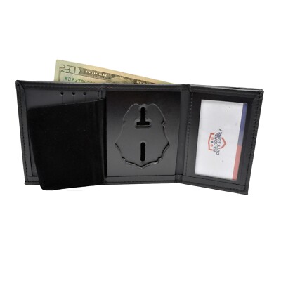 Perfect Fit Badge Wallet Tri Fold Cutout fits FDNY Lieutenant Chief ...