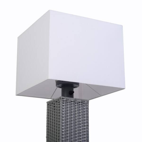 Gray white shade box outdoor or Indoor Square Table light Lamp 27.5 in ...