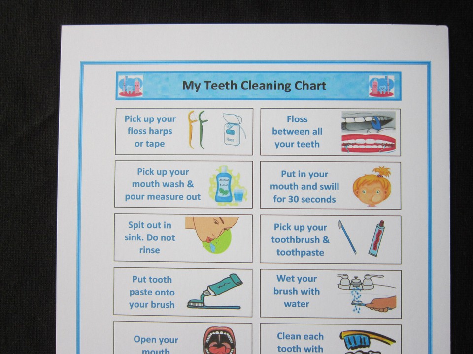 Teeth Cleaning Chart - Autism ASD SEN ADHD PECS Dementia Visual Aid ...