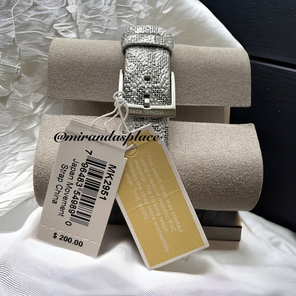 New Michael Kors Addyson Metallic Silver Quartz White Dial Women Watch ...