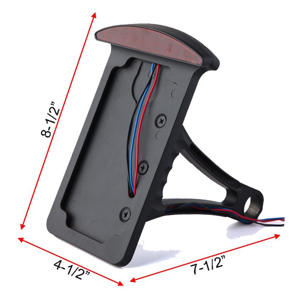 MOTORCYCLE VERTICAL LICENSE PLATE BRACKET SIDE MOUNT HOLDER LED BRAKE ...