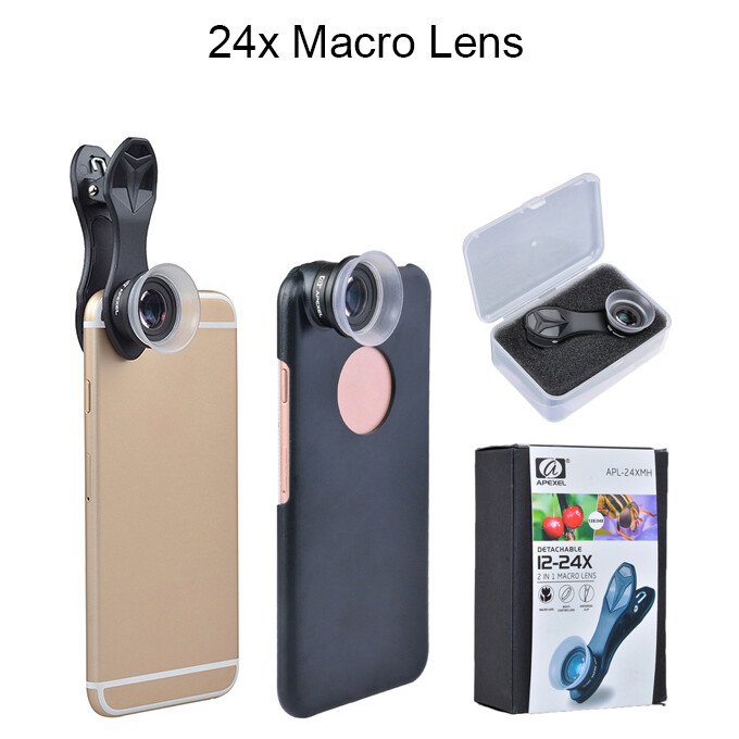 Apexel Universal Clip On 12x/24x Macro Phone Camera Lens Kit for iPhone ...