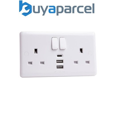 Deta Vimark VC1288 Switched Socket 2-Gang + 3 USB Ports 13A DETVC1288 ...