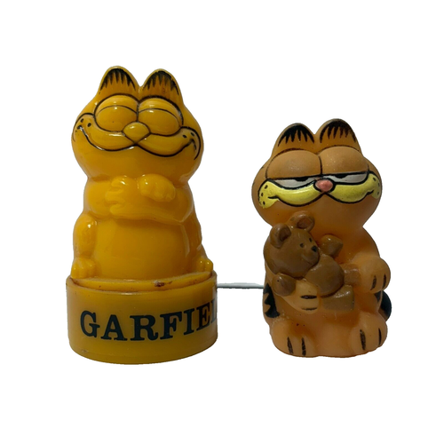 VTG 1981 Garfield Holding Teddy Bear Pencil Topper & Pencil Sharpener ...