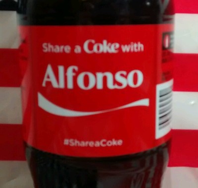 Share A Coke With Alfonso Limited Edition Coca Cola Bottle 2015 USA ...