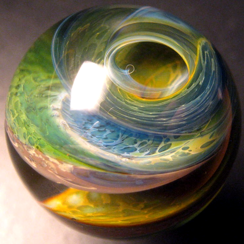 Boomwire Glass Marble 1.25" handmade contemporary art lampwork decor ...
