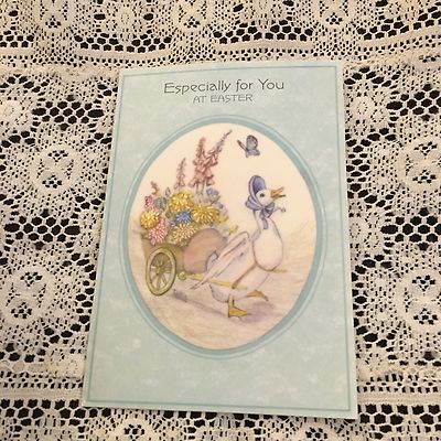 Vintage Greeting Card Easter Duck Goose Flowers Hallmark | eBay