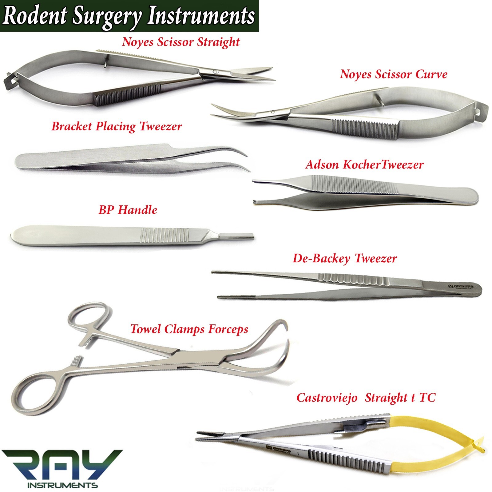 Rodent Microsurgical Kit Rabits Rats Micro Surgery Forceps Scissors ...