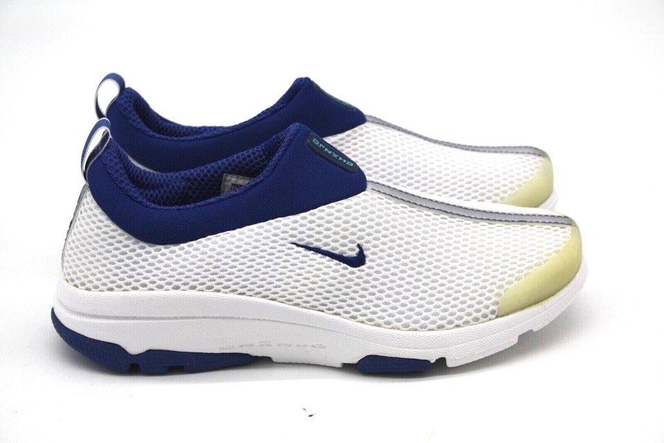 NIKE SLIP ON SHOE AIR CHANJO 2 302320-141 WHITE/ROYAL BLUE-METALLIC ...