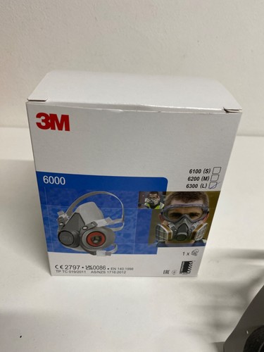 3M 6000 Series Half Mask Reusable Respirator Dust Gas Vapour 6300 L ...