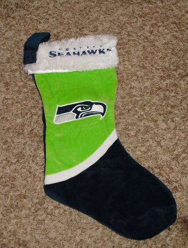 Seattle Seahawks Football NFL Logo Plush 17" Holiday Christmas Stocking ...