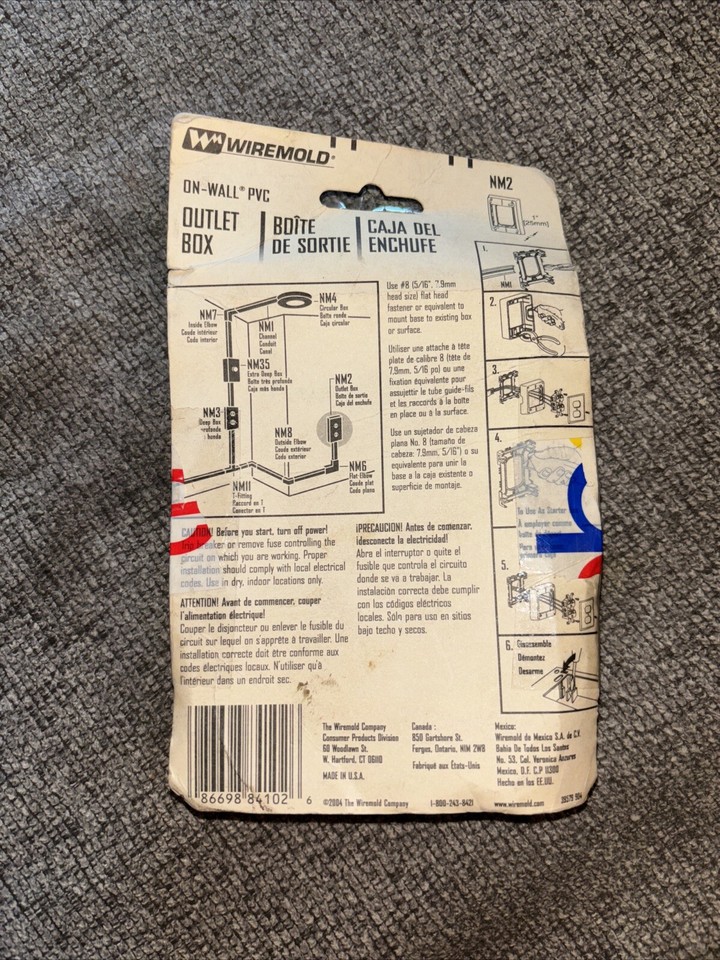 Wiremold NM2 Wiring System 1 Gang Starter/Outlet Box, Ivory | eBay