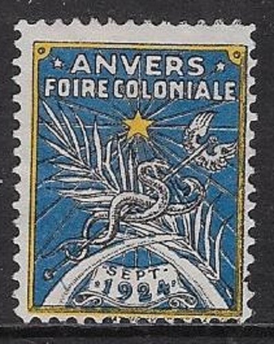 Timbre Poster Belgique - Anvers (ANVERS) 1ère Foire Coloniale ...