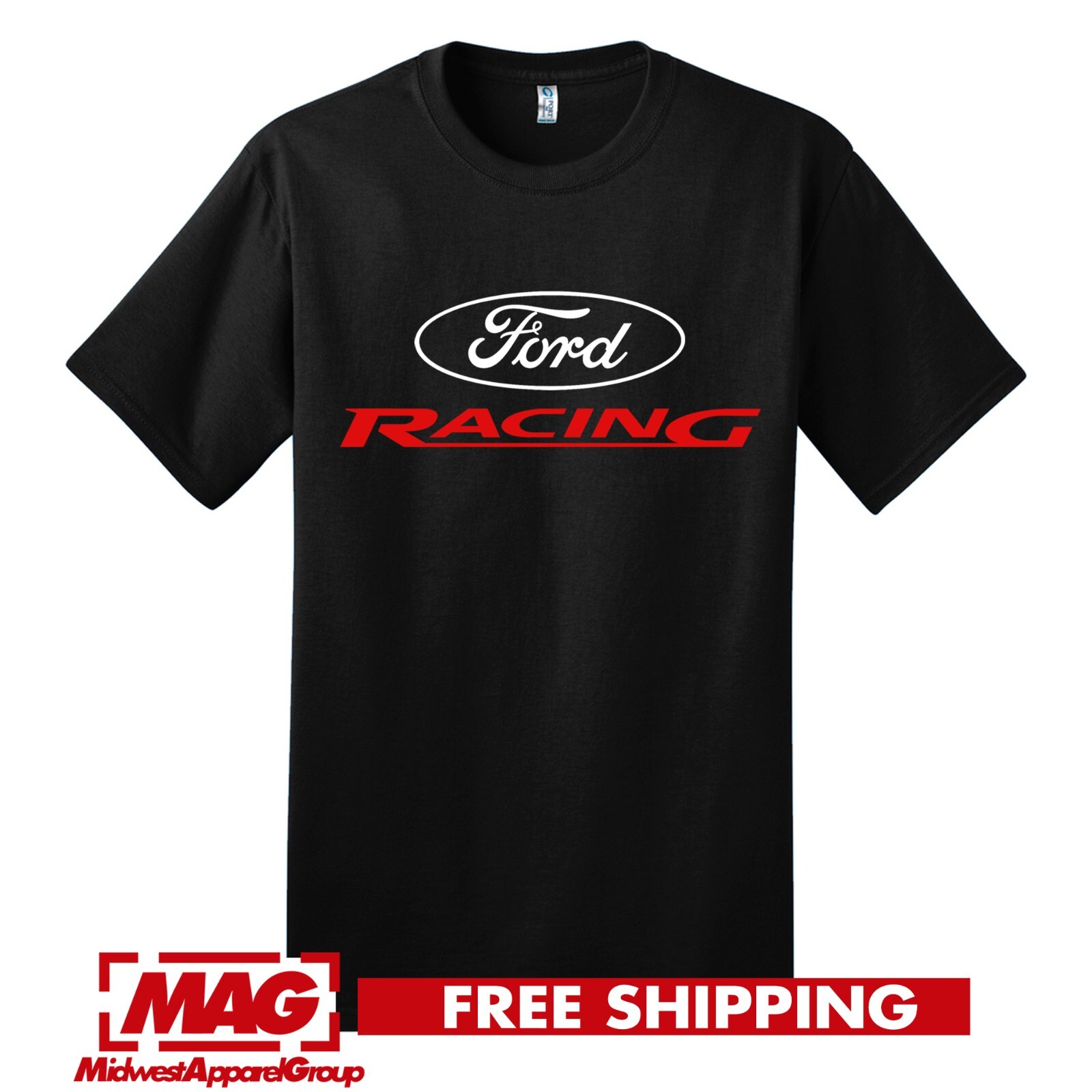 FORD RACING BLACK T-SHIRT Motor Automotive Shirt Tee Car Mustang Auto ...
