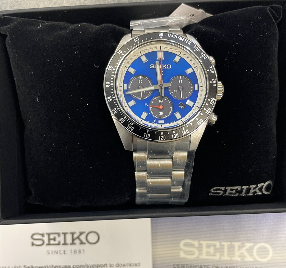Seiko Prospex Speedtimer Solar Steel Bracelet Blue Dial Watch - SSC931 ...