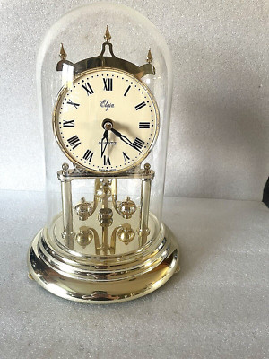 Vintage Elgin Glass Dome Rotating Pendulum Quartz Anniversary Clock ...