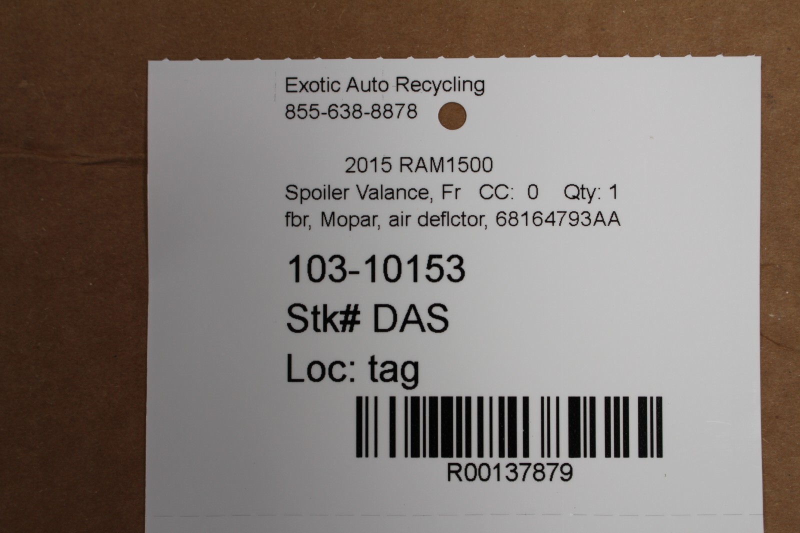 2015 RAM 1500 Front Bumper Air Deflector | 68164793AA | Genuine OEM Mopar