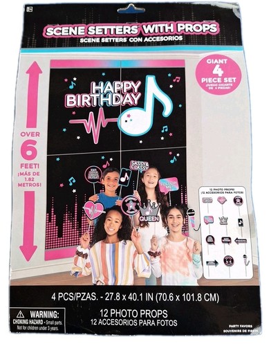 2pc Internet Famous Birthday Scene Setter Photo Backdrop W/12 Props 6ft ...