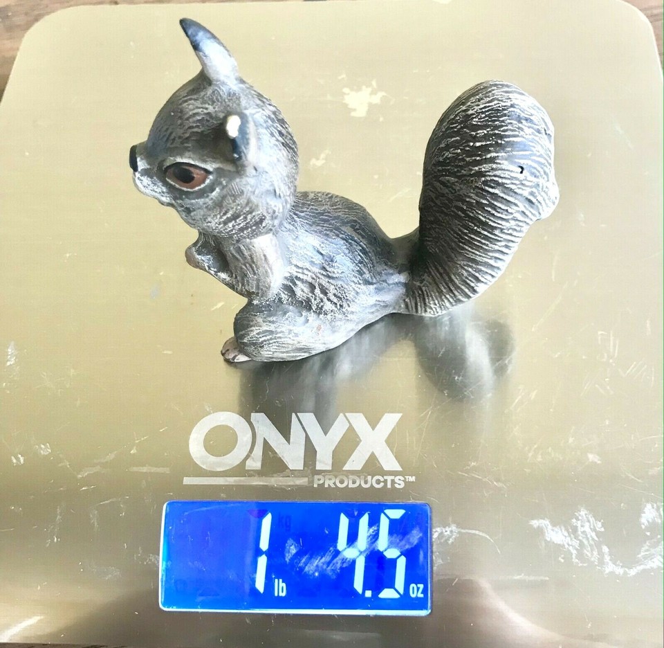Vintage Squirrel Figurine Heavy Solid Metal Painted Brass Sculpture ...