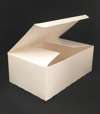 White Chipboard Tuck Box Auto Bottom - 100 Count - 8 1/4" x 5 1/16" x 3 ...