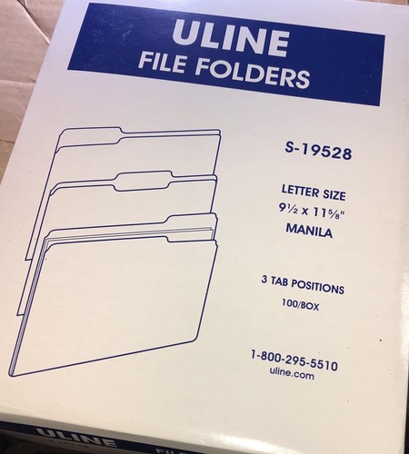 My Office ULINE Interior File Folders Letter Size Manila 100/Box ( S ...