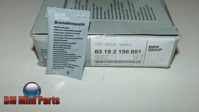 BMW Brake Pad Grease Paste 3 Gram Sachet 83192158851 X2 Genuine for ...