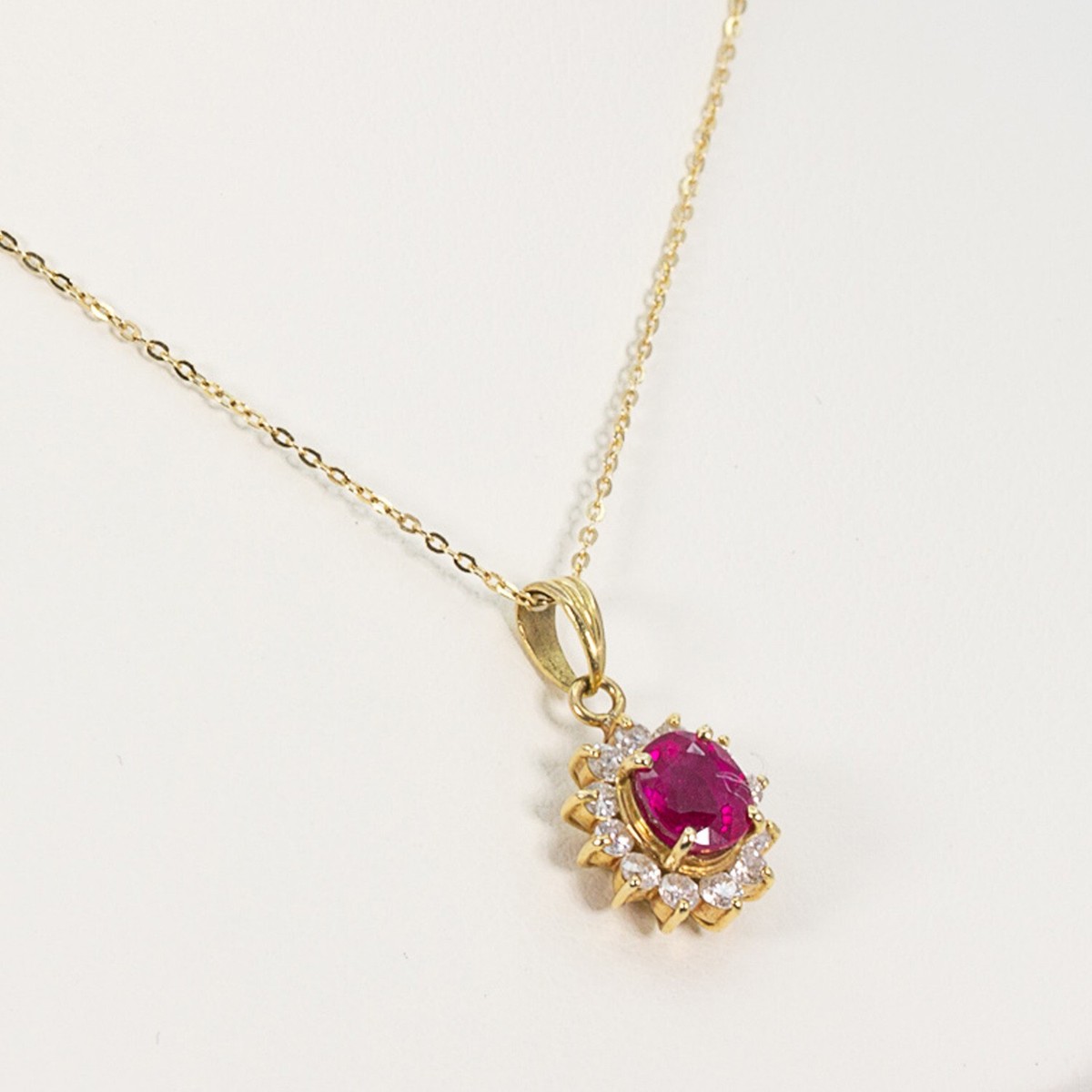 Ruby Diamond Pendant Necklace