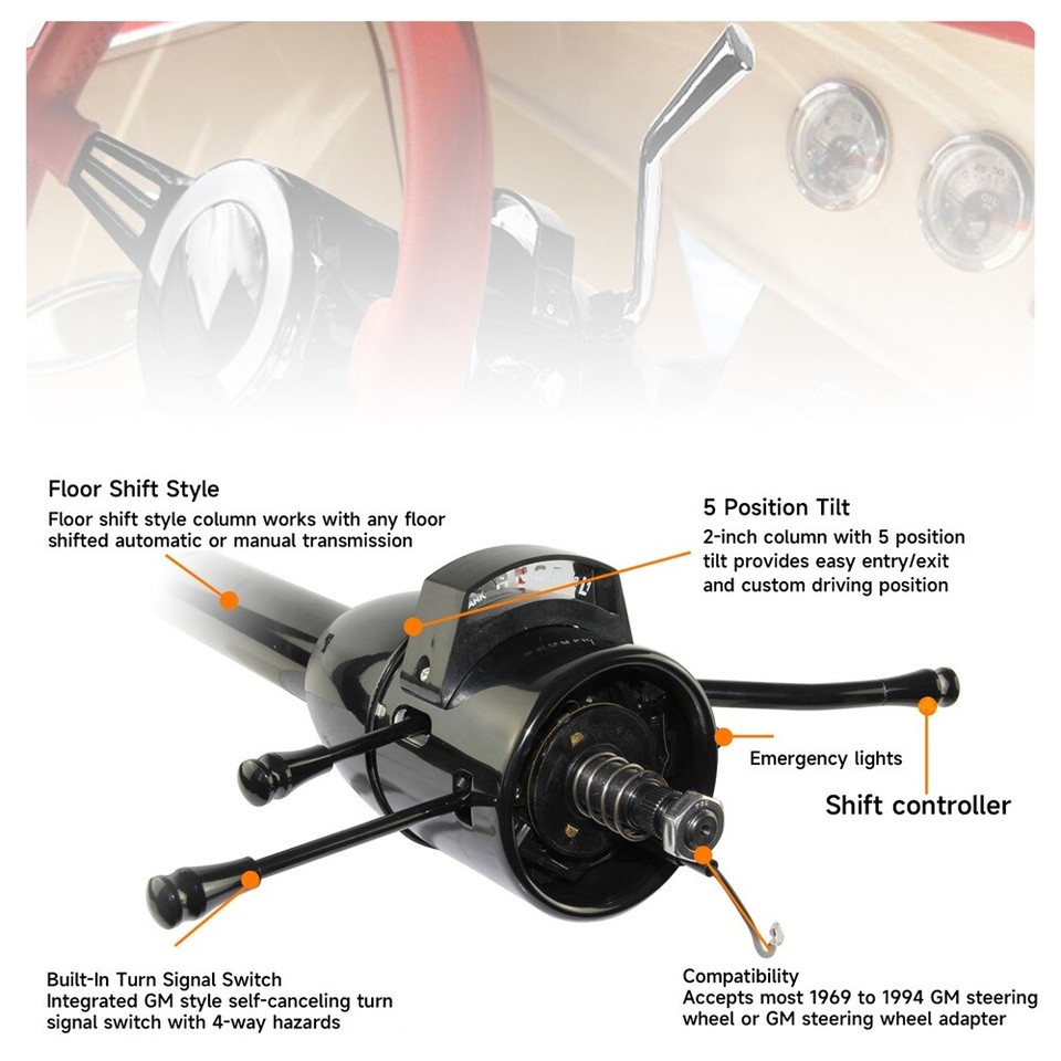 LR GM Black 32'' Tilt AT Automatic Style Steering Column Universal for ...