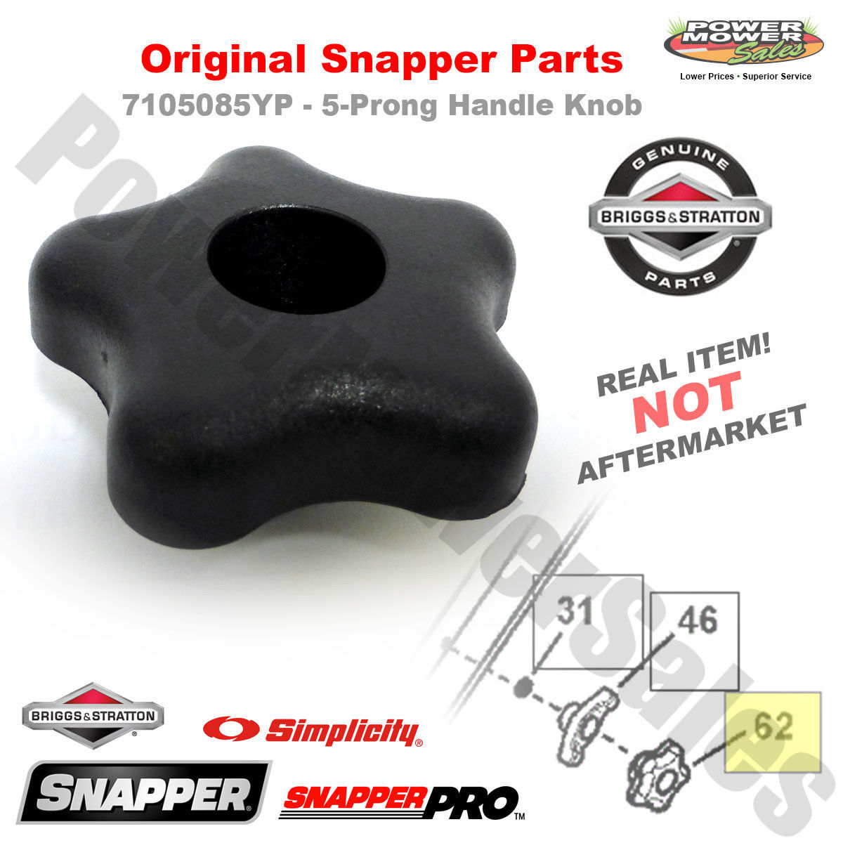 OEM Snapper 5-Prong Handle Knob for Snapper Mowers & Snowblowers ...