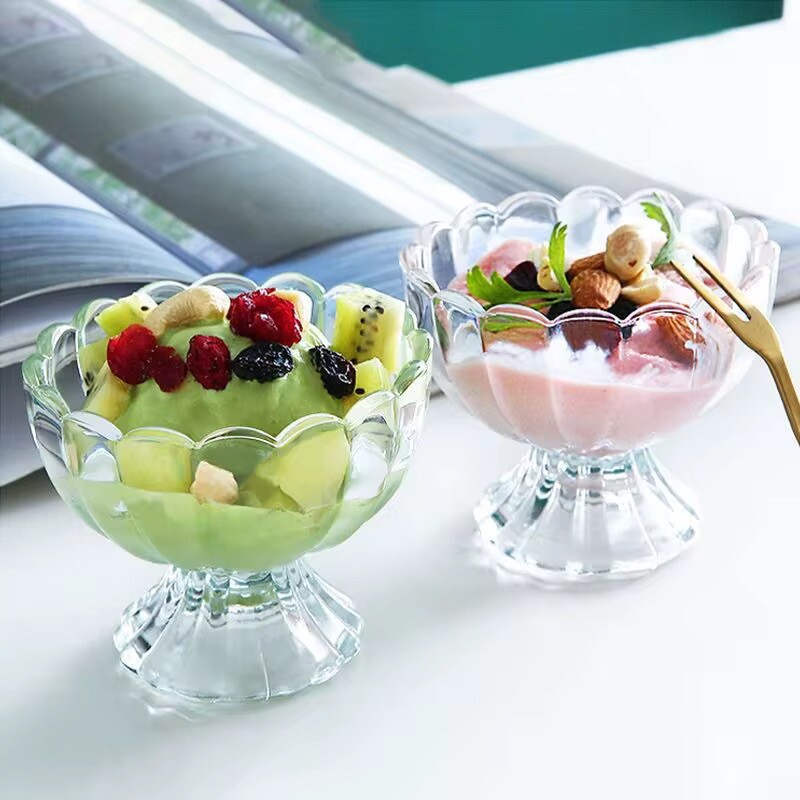 Set of 6 Glass Ice Cream Bowls Short Stemmed Sundae Dessert Mini Cups ...