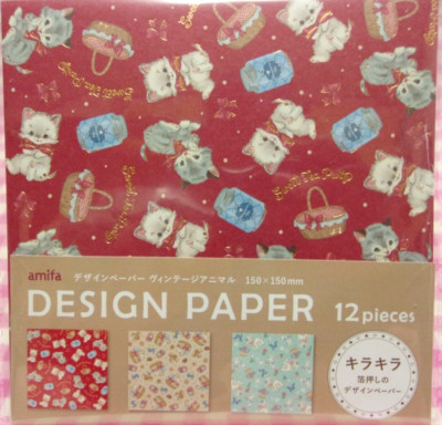 amifa Vintage Animal Cat Rabbit Bird 3 Design Paper Japan 12 sheets | eBay