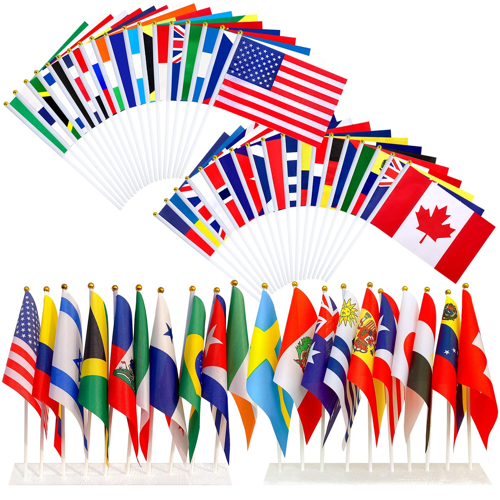 WEITBF 200 Countries International Flags of the World Small Mini Hand ...