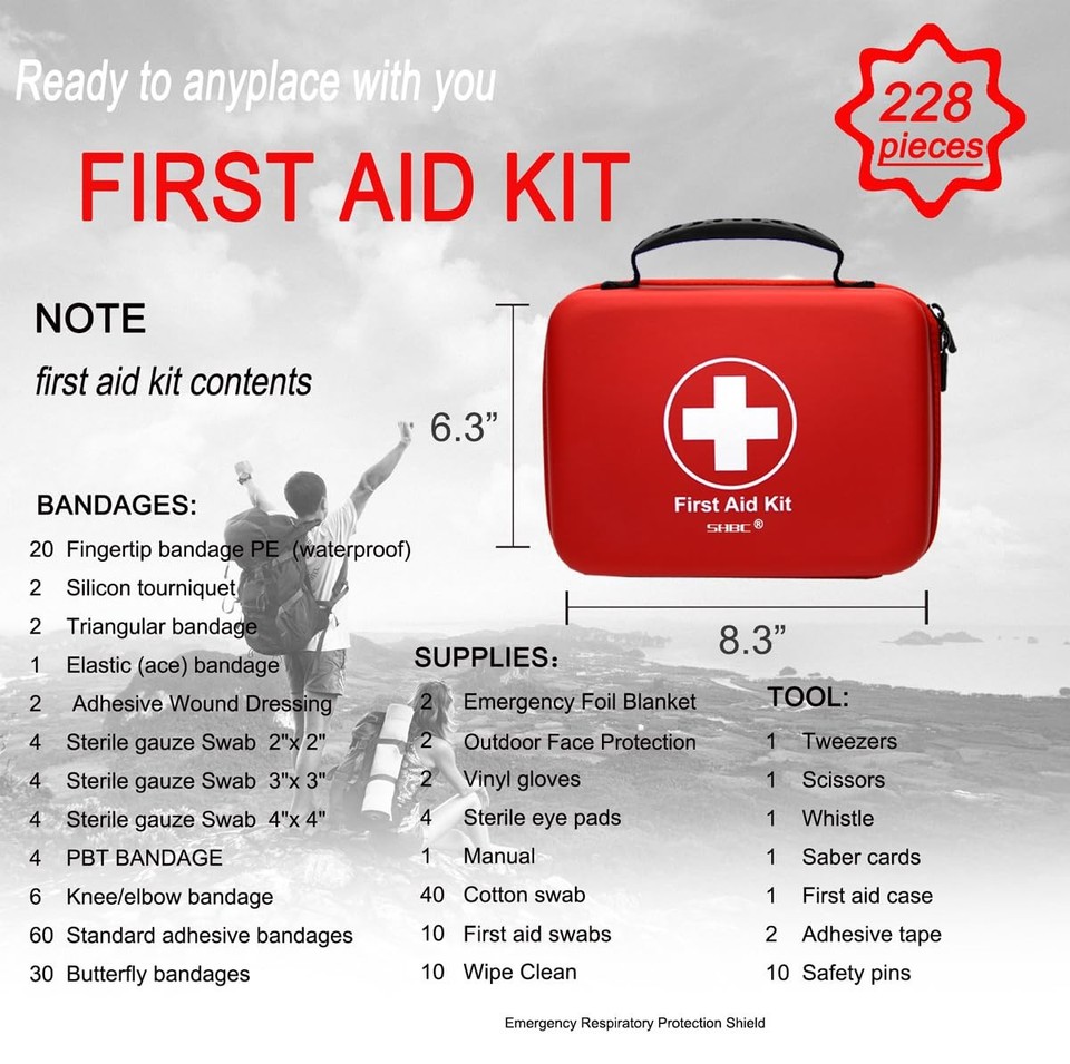 Compact First Aid Kit (228pcs) Designed for Family Emergency 301PCS ...