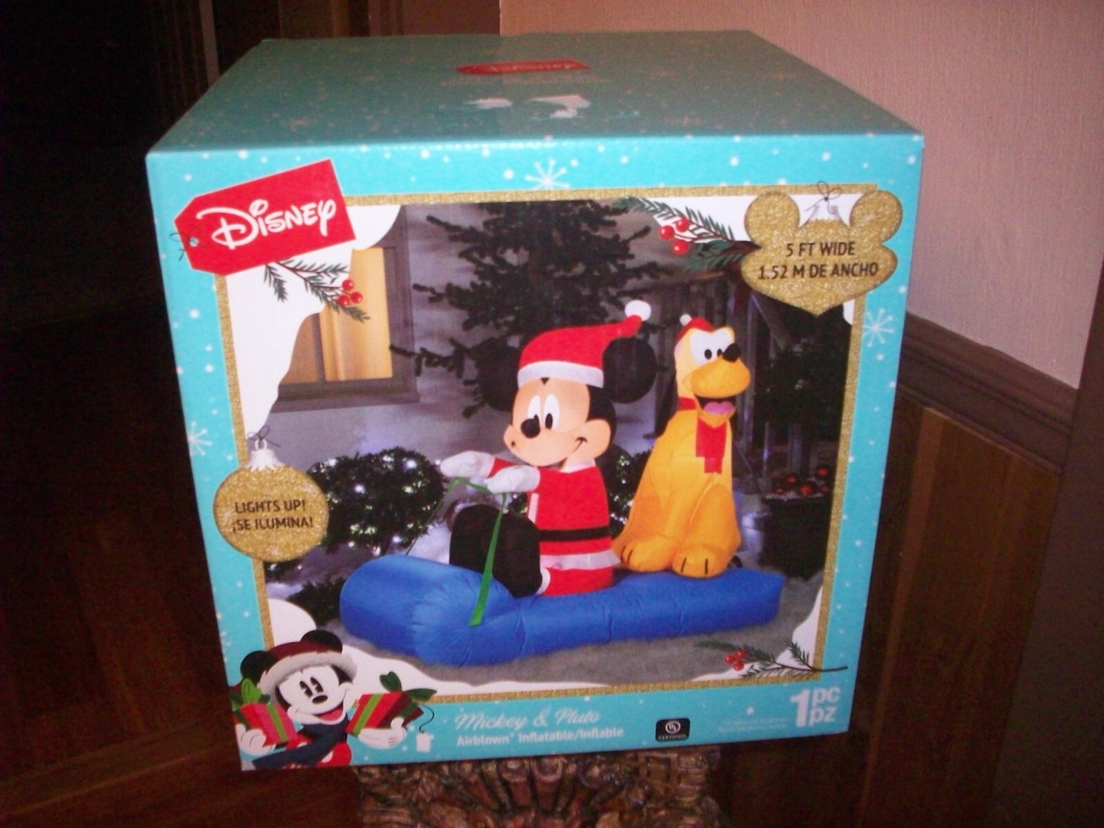 Disney 5' Airblown Christmas Mickey Mouse & Pluto On Sled Inflatable | eBay