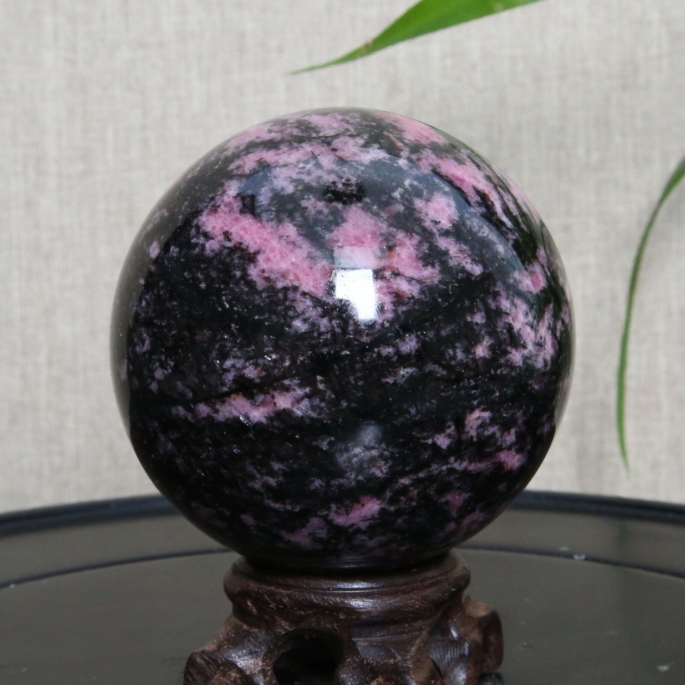 B2484-71mm-729g Natural Rose Quartz Crystal Rhodonite Sphere Ball ...