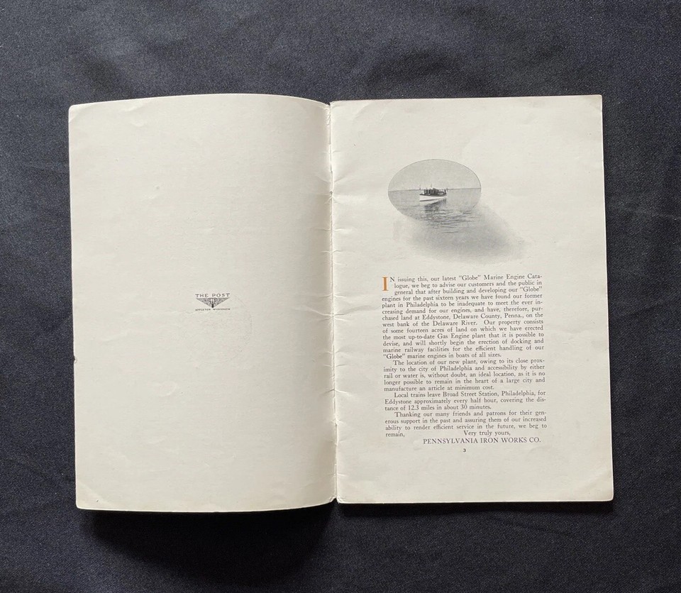 Globe Marine Engines Trade Catalog Pennsylvania Iron Works Eddystone PA ...