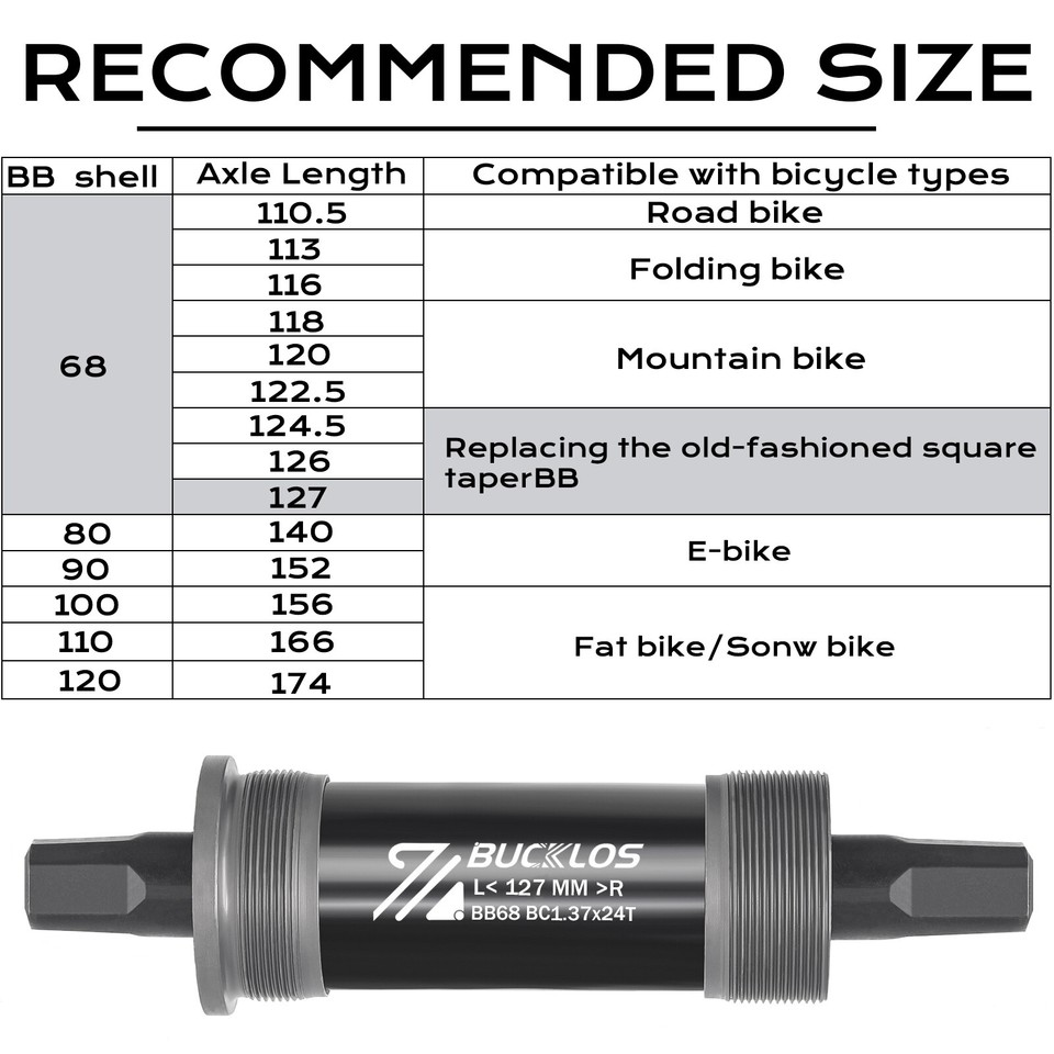 Bicycle Square Taper Bottom Bracket BB68 Mountain E-bikes Crank Sealed ...