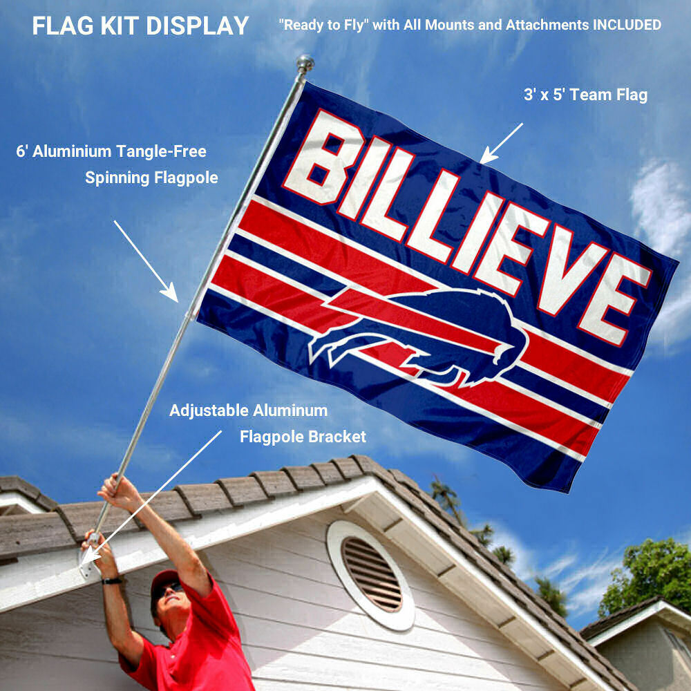 Buffalo Bills Billieve Slogan Flag Pole and Bracket Kit | eBay