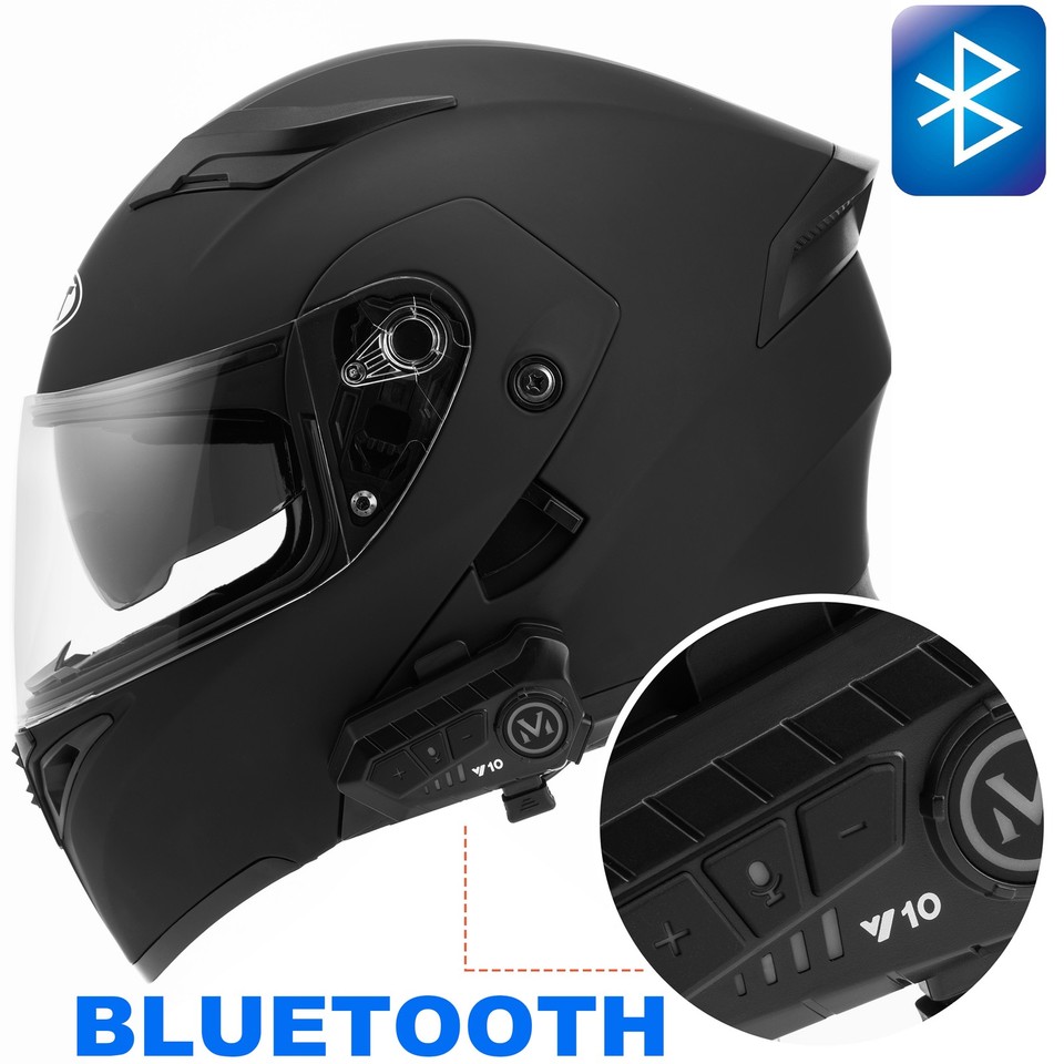 Bluetooth Helmet DOT Modular Full Face Dual Visor FlipUp Helmet ATV ...