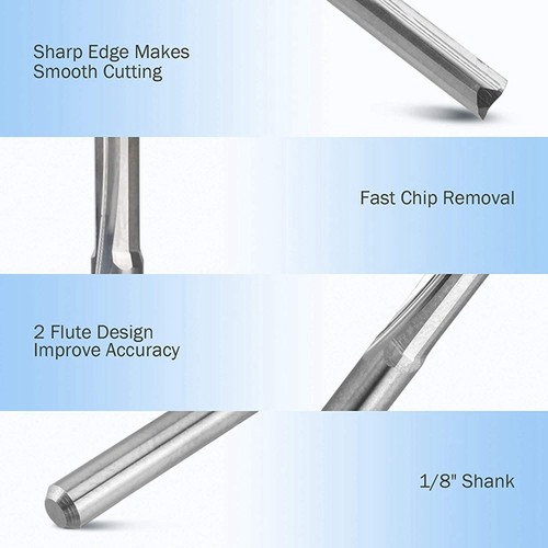 10Pcs 2 Flute Cnc Router Bits 3.175Mm Straight Slot Tungsten Steel ...
