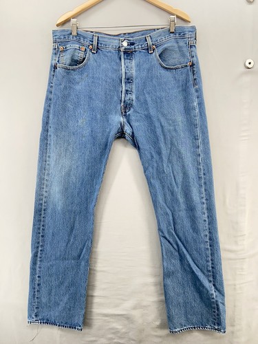 Levis 501 Button Fly Blue Jeans Mens 38x32 Straight Leg Original Fit ...