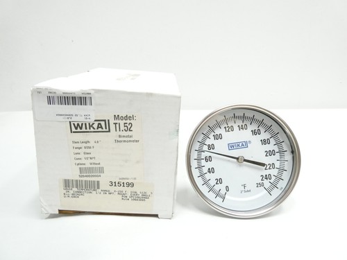 Wika TI.52 52040D206G4 Bimetal Thermometer 5in 1/2in Npt 4in 0-250f | eBay