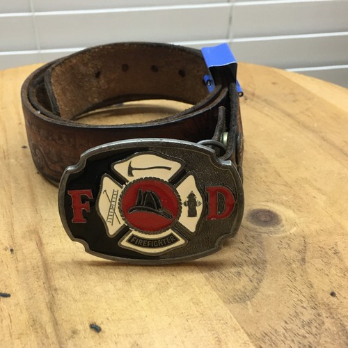 Vintage firefighter leather tooled - Gem