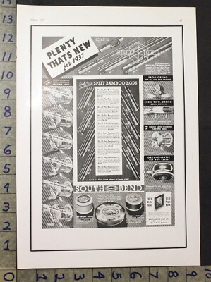 1937 SPORT FISH SOUTH BEND BAIT LURE TACKLE POLE REEL OUTDOOR AD 30954 ...