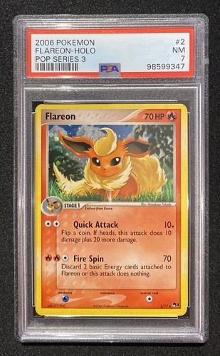 2006 Pokémon Pop Series 3 #2/17 Flareon Holo Rare Foil PSA 7 NM Vintage ...