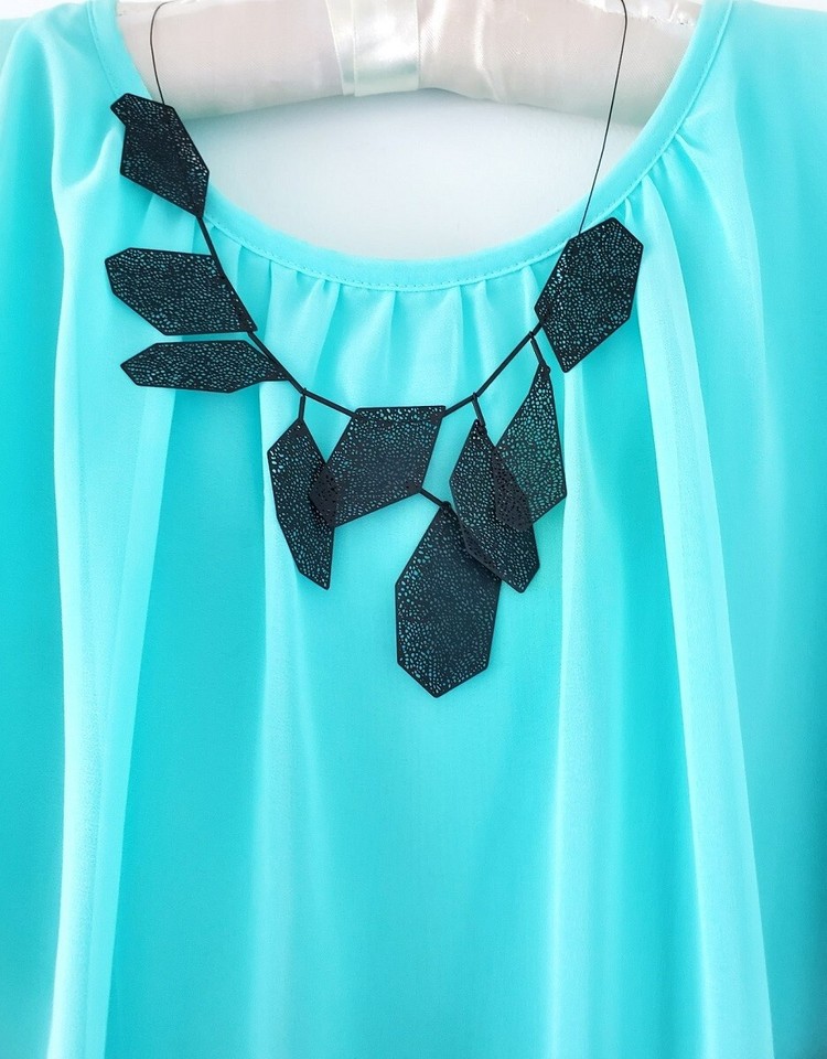 Black Metal Bib Necklace - Perforated Metal - One of a Kind Design | eBay