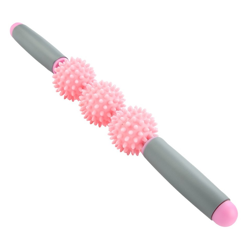 (Pink)Yoga Stick Muscle Roller Stick Cellulite Spiky Ball For Back Arms ...