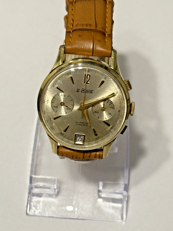 VINTAGE 35MM LE PHARE 17J MEN'S CHRONOGRAPH WATCH LANDERON CAL. 189 ...
