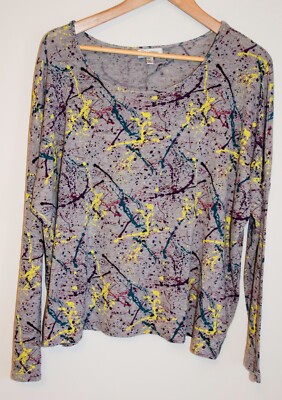 Olsenboye size XL relaxed fit grey knit sweater unique abstract design ...